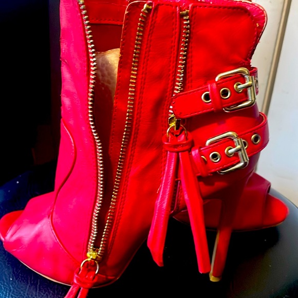 Liliana | Shoes | Red Ankle Boots Open Toe | Poshmark